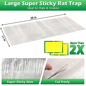 12 Pack Large Super Sticky Glue Traps for Mice and Rats, Rat Glue Traps, Mouse Glue Traps, Mouse Sticky Traps Glue Board for Home Outdoor Indoor Restaurant Office (26" x 11")