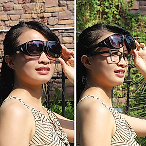 yodo Fit Over Glasses Sunglasses with Polarized Lenses for Men and Women,Black Frame/Gray Purple Lens