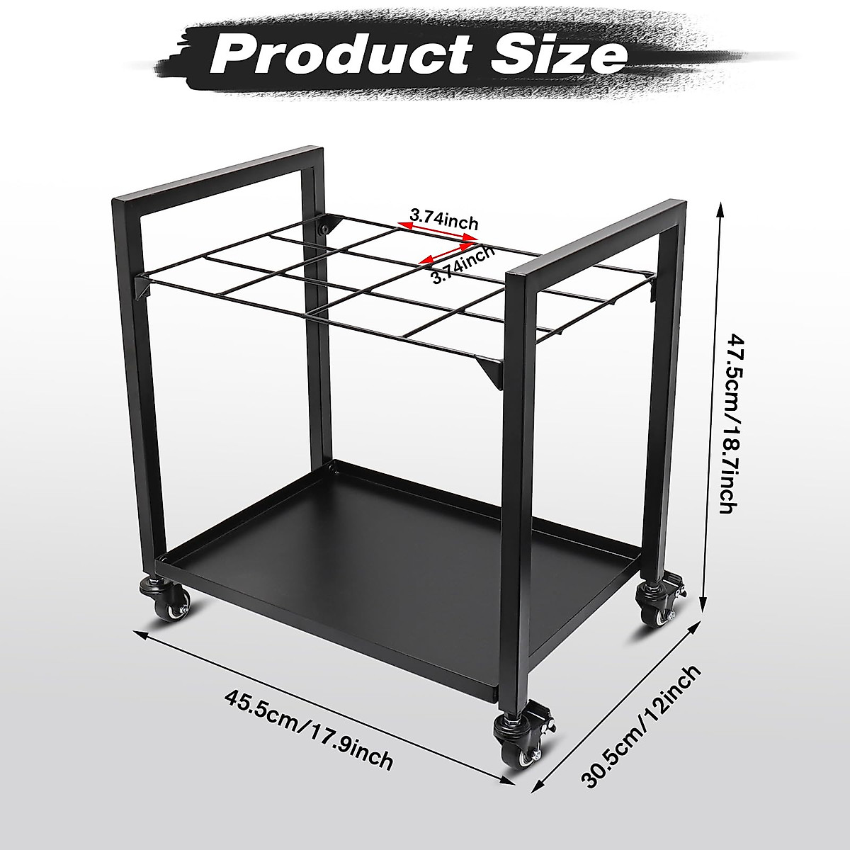 GRANDBUY Vinyl Roll Holder Blueprint Storage Rack Metal Blueprint Storage Cart with Wheels 12 Slots Roll File Holder for Home Office School to Storage kraft paper wrapping paper vinyl rolls