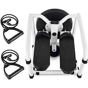 Nisorpa Fitness Stair Stepper Portable Twist Chair Stepper for Exercise with LCD Monitor and Resistance Bands Non-Slip Pedals Mini Stepper Stair Climber for Home Gym Fitness
