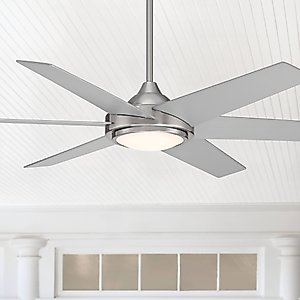 Casa Vieja 56" Estate Modern 6 Blade Indoor Outdoor Ceiling Fan with Light LED Remote Control Brushed Nickel White Diffuser Damp Rated for Patio Exterior House Porch Gazebo Garage
