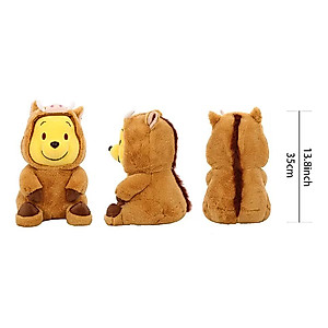 BAI LAN HEI Winnie The Pooh Stuffed Animal 35cm, 13.8'' Kawaii Cartoon Pooh Bear Doll Plush Toy Gifts for Boys Girls, Children's Day Gift Brown & Yellow