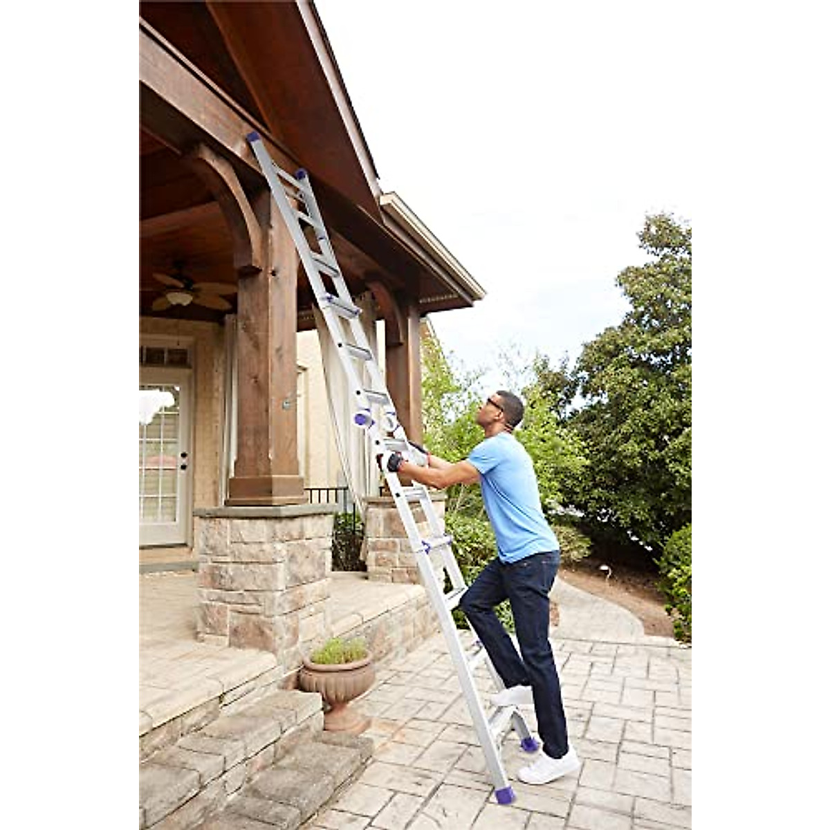 COSCO 18ft Reach Height Aluminum Multi-Position Ladder ,300 lb. Load Capacity Type IA Duty Rating