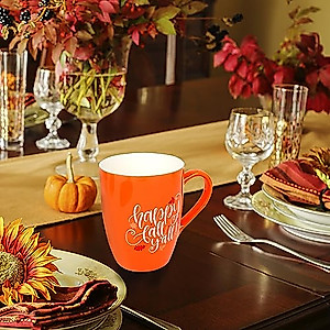 4 Pcs Fall Coffee Mugs 11 oz Fall Autumn Pumpkin Mug Happy Fall Y'all Ceramic Cups Orange Autumn Fall Home Decor Kitchen Accessories Camp Campfire Tea Cup Thanksgiving Gift for Mom Dad Grandpa Grandma