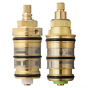 Cartridge for Thermostatic Valve, Brass Replacement Thermostat Cartridge Bath Mixer Faucet Shower Valve Repair Kit, Shower Valve Cartridge Assembly(F)