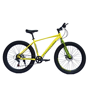 26 Inch Mountain Bike, Mens Fat Tire Bycycle, 26-Inch Wheels, 3-Inch Wide Tire,7-Speed, Steel Frame, Double Disc Brake
