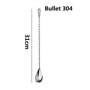 Nanli Wooden Cocktail Muddler 12 Inch Spiral Mixing Spoon Stainless Steel Shaker Spiral Spoon for Home Making Drinks Juice Cocktails