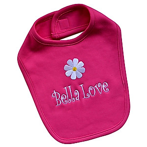 Personalized Baby Girl Bib with Matching Hat Featuring Daisy with Custom Name New Baby Gift Set (Hot Pink Set)