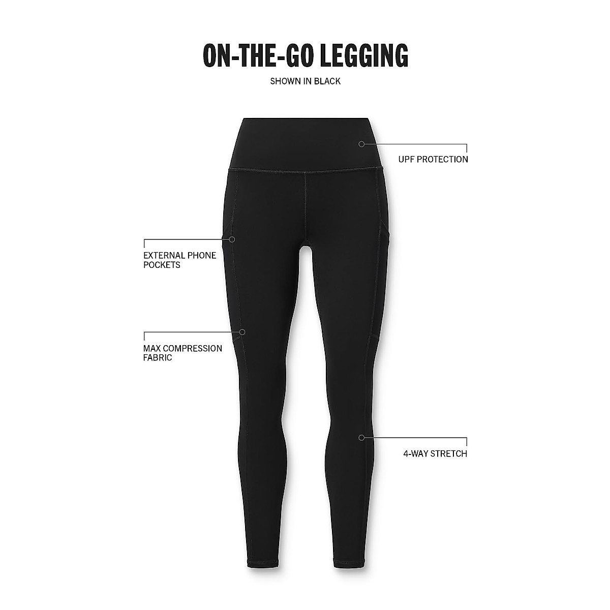 Fabletics Women's On-The-Go PowerHold® High-Waisted Legging, Maximum Compression, Flattering, M/Regular | 27, Black