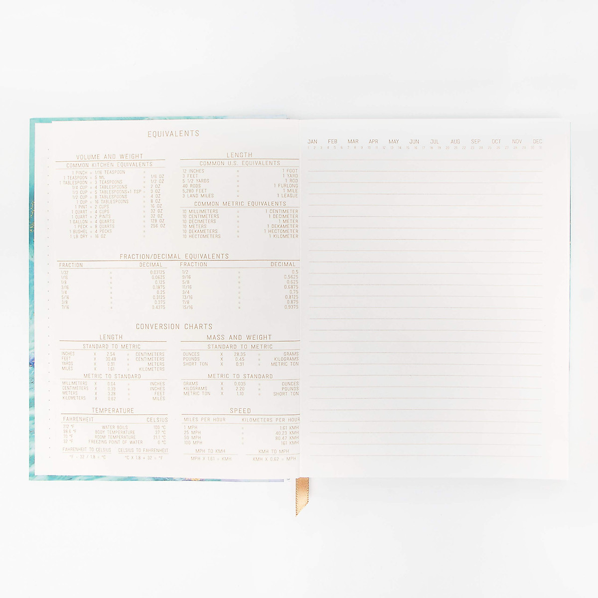 DesignWorks Ink Sueded Paper Journal Notebook with 160 Lined Pages, Ribbon Bookmark, and Storage Pocket for Work, Writing, Journaling, 5.75" x 8.125" -Teal Marbled