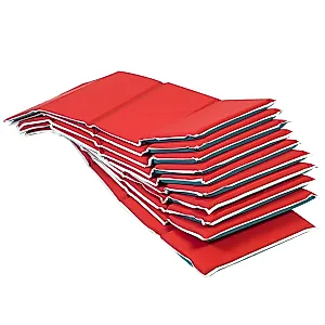 Children's Factory Toddler Nap Mats, Hand-Washable Soft Nap Mat with Pillow for Preschool and Daycare, Red and Green, Set of 10