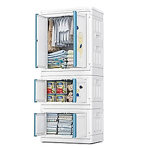 Zarler X-Large Folding Plastic Closet Organizers and Storage , Portable Closet for Hanging Clothes Stackable Storage Bins with Lid Secure Buckle Wheels, Collapsible Storage Container for Toys Baby Home Room (2 Pack 19 Gal Foldable Storage Bins and 1 Pack