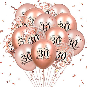 30th Birthday Balloons 18 Pcs Rose Gold Happy 30th Birthday Latex Balloons Confetti Balloons for Men Women 30th Anniversary Birthday Party Decorations Rose Gold Balloons Birthday Decor Supplies12 inch