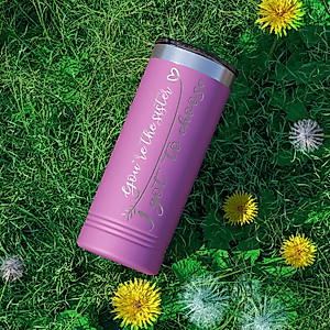 Cuptify You're the Sister I Got to Choose Skinny Tumbler with Lid Laser Engraved on Blush 22 oz Insulated Stainless Steel Best Friend Birthday Gift For Women