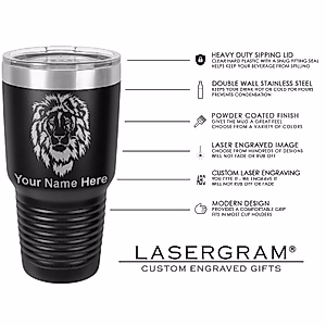 LaserGram 30oz Vacuum Insulated Tumbler Mug, Music Staff, Personalized Engraving Included (Black)