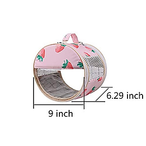 Small Pet Carrier Bag Portable Travel Carrier for Hamster Rat Baby Guinea Pig Sugar Glider Hedgehog Small Birds (M, Pink)