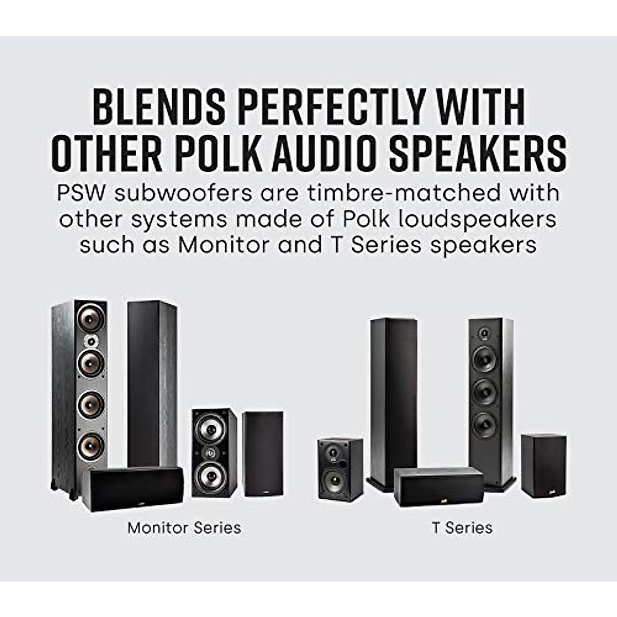 Polk Audio PSW111 8" Powered Subwoofer - Power Port Technology | Up to 300 Watt Amp | Big Bass in Compact Size | Easy Setup with Home Theater Systems Black