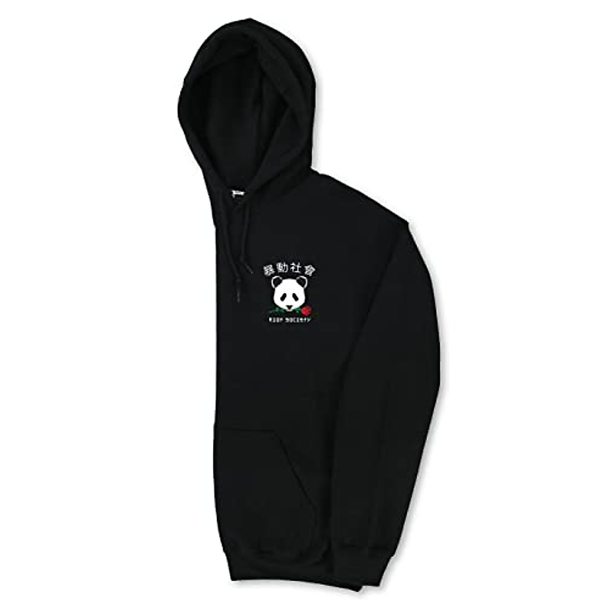 Riot Society Panda Rose Mens Graphic Pullover Hoodie Sweatshirt, Perfect Sweater for the Champion to Wear Into the AM - Black, X-Large