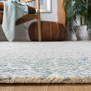 SAFAVIEH Abstract Collection Runner Rug - 2'3" x 12', Blue & Ivory, Handmade Wool, Ideal for High Traffic Areas in Living Room, Bedroom (ABT342N)