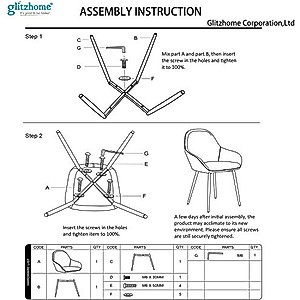glitzhome Mid-Century Dining Chairs Set of 2 with Arm Leatherette Seat Metal Legs Living Room Bedroom Kitchen Modern Furniture, Grey