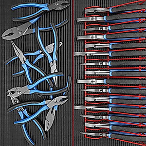 Olsa Tools Plier Organizer Rack Pliers Rack for Tool Box Drawer Storage (Red) | 2pc Plier Holder Holds 32 Pliers | Professional Grade