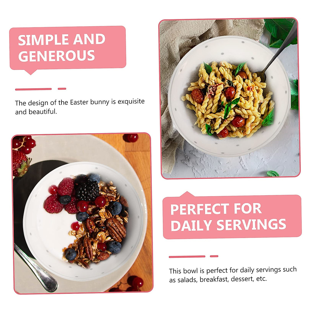 BESTOYARD Easter Tableware Ceramic Mixing Bowl Ramen Kit Udon Noodle Bowl Rice Bowls Appetizer Bowl Bunny Candy Bowl Ceramic Tableware Dessert Fruit Bowl Salad Bowls Storage Bowl Tableware