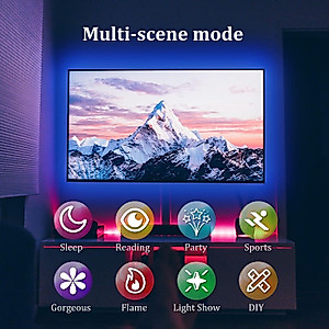 DAYBETTER LED Lights for TV 14.8ft,TV LED Backlight for 65-75Inch, RGB Behind TV LED Lights for Bluetooth,Music Sync APP and Remote Control, Strip Lighting for Christmas Gaming Room HDTV Mood