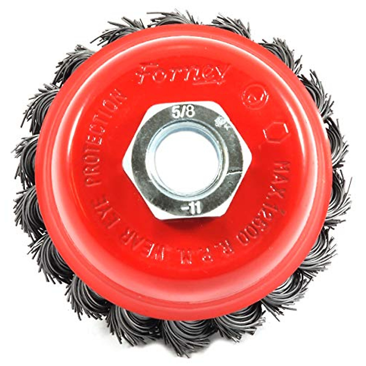 Forney 72757 Wire Cup Brush, Knotted with 5/8-Inch-11 Threaded Arbor, 2-3/4-Inch-by-.020-Inch