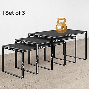 Ibyx Premium Kitchen Cabinet Organizer Shelf - Set of 3 Kitchen Counter Shelves - Stackable & Expandable Shelf Racks for Kitchen Cabinets - Metal Frame & Engineered Wood (Black Wood, Black Frame)