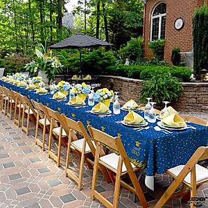 KatchOn, Blue and Gold Graduation Tablecloth - XtraLarge 108x54 Inch, Pack of 3 | Congrats Grad Tablecloth, 2024 Graduation Party Decorations | Blue and Gold Graduation Decorations Class of 2024