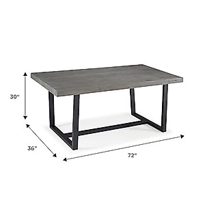 Walker Edison Andre Modern Solid Wood Dining Table, 72 Inch, Grey