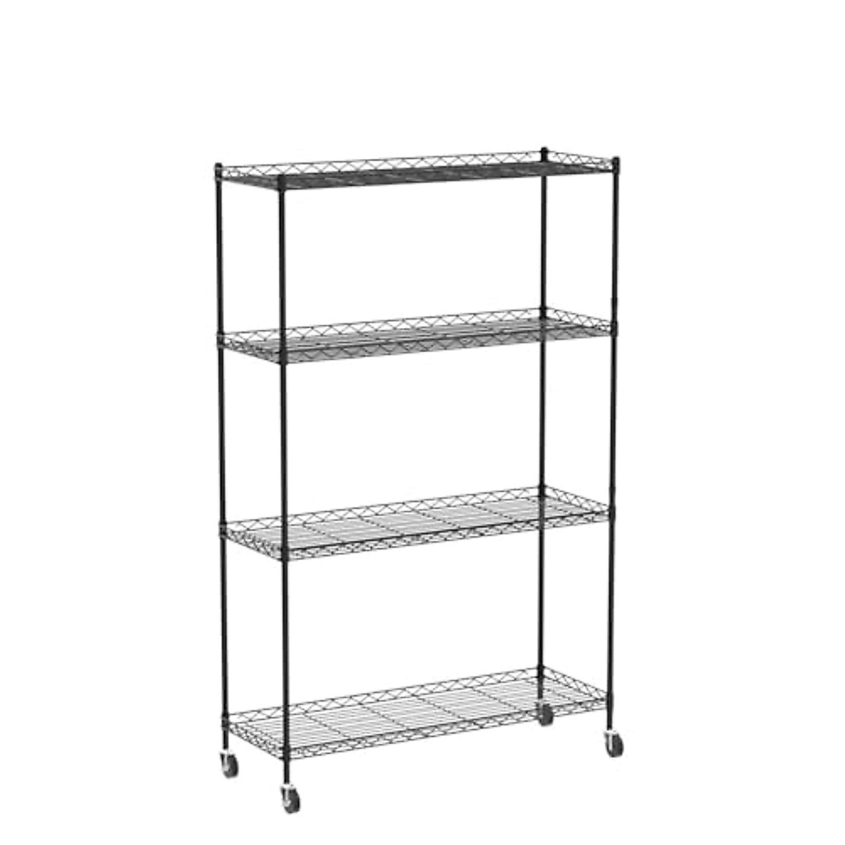 EZPEAKS 4-Shelf Shelving Units and Storage on 3'' Wheels with 4-Shelf Liners, 36W X 14D X 57.7H Adjustable Heavy Duty Steel Wire Shelving Unit for Garage, Kitchen, Office, Pole Diameter 1 Inch