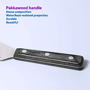 Fish Spatula - Stainless Steel Slotted Offset Food Turner with Pakka Wood Handle - Ideal Fish Flipper for Chefs