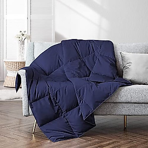 Puredown® Soft Down Throw Blanket Lightweight Packable Couch Throw for Indoor and Outdoor Use, 50"X70", Navy