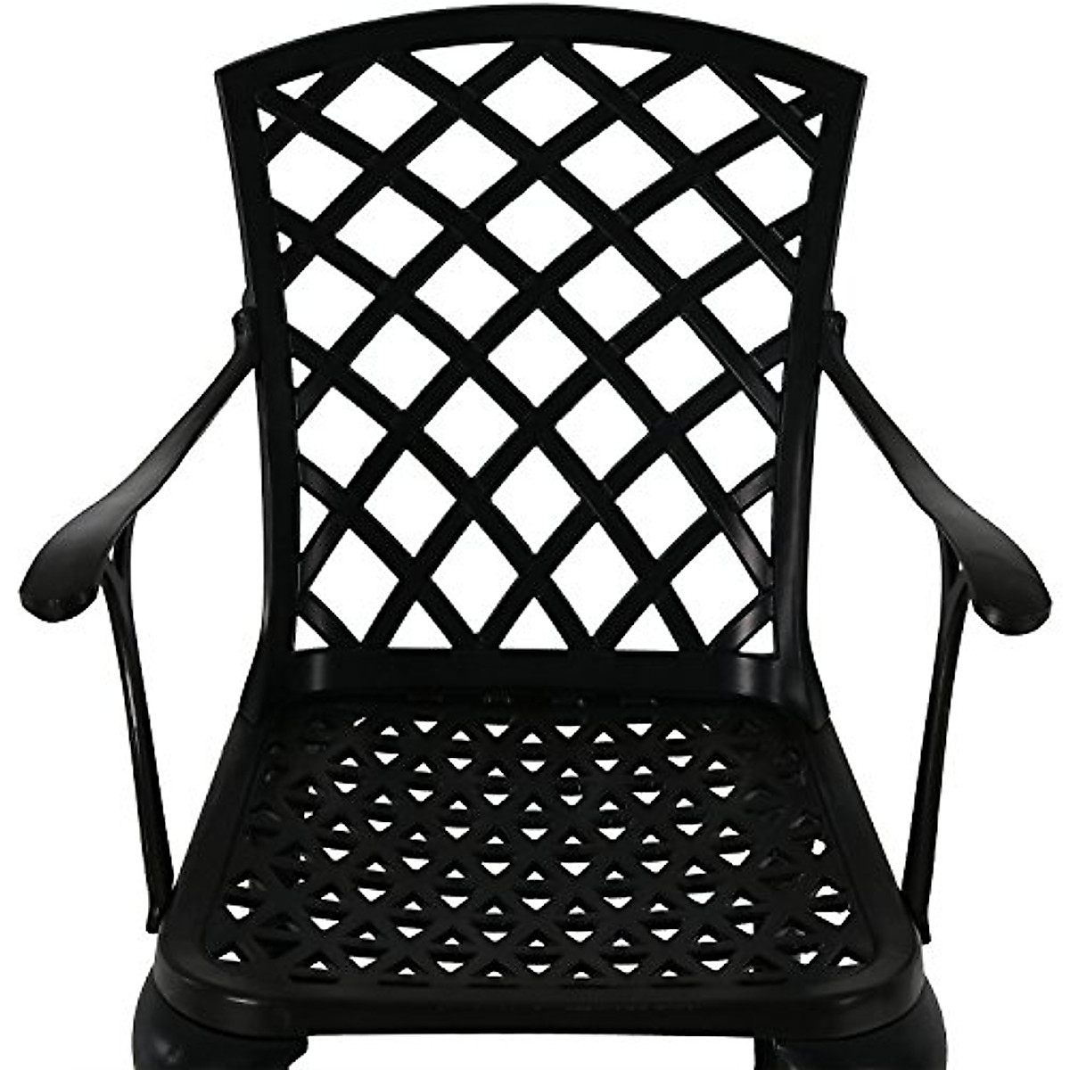 Sunnydaze Patio Chairs Set of 2, Outdoor Metal Dining Chair, Durable Cast Aluminum Construction with Crossweave Design, Black