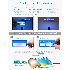 OLOMEE Reading Glasses Men Blue Light Blocking Large Oversized Wide Readers +1.25 Matte Square Cheaters W/Big Head/Large Face