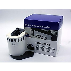 IDIK DK-22212 Generic Label Black on White Film Tape Compatible for Brother QL Printer, 2.4" x 50' (62mm x 15.2M) Include Plastic Holder