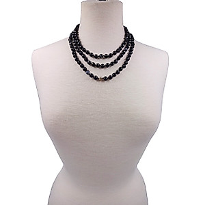 MGR 60-Inch Faceted Black Onyx Endless Infinity Long Beaded Necklace or Multi Strand Beaded Necklace.