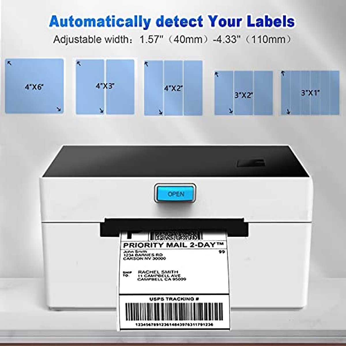 TEROW Thermal Shipping 4x6 Label Printer: Desktop Label Printers with 160mm/s High-Speed Printing and Auto Label Detection Compatible for Small Business, Warehouse and More (with a Label Holder)