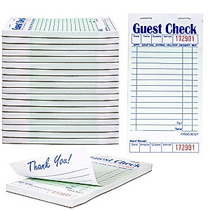 Guest Check Pads For Waiters Waitresses Servers Restaurants Orders or Child’s Practice Single Page Durable Thick Paper 50 Sheets 20 Pk