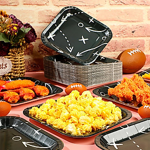 Mimorou 100 Pcs Football Dessert Plates Bulk 7 Inch Football Paper Plate Disposable Football Party Plate Square Football Dessert Plate for Game Day Birthday Baby Shower Home Decor Supplies (Tactics)
