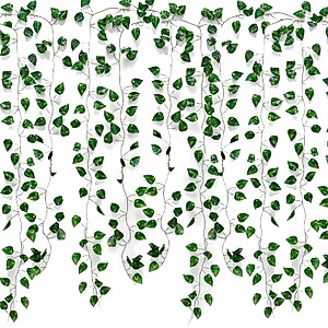 Tighall 12PCS 79 Feet Artificial Vines Plants Faux Greenery Decor Fake Hanging Plant Garland for Bedroom Wall Indoor Outdoor Decoration
