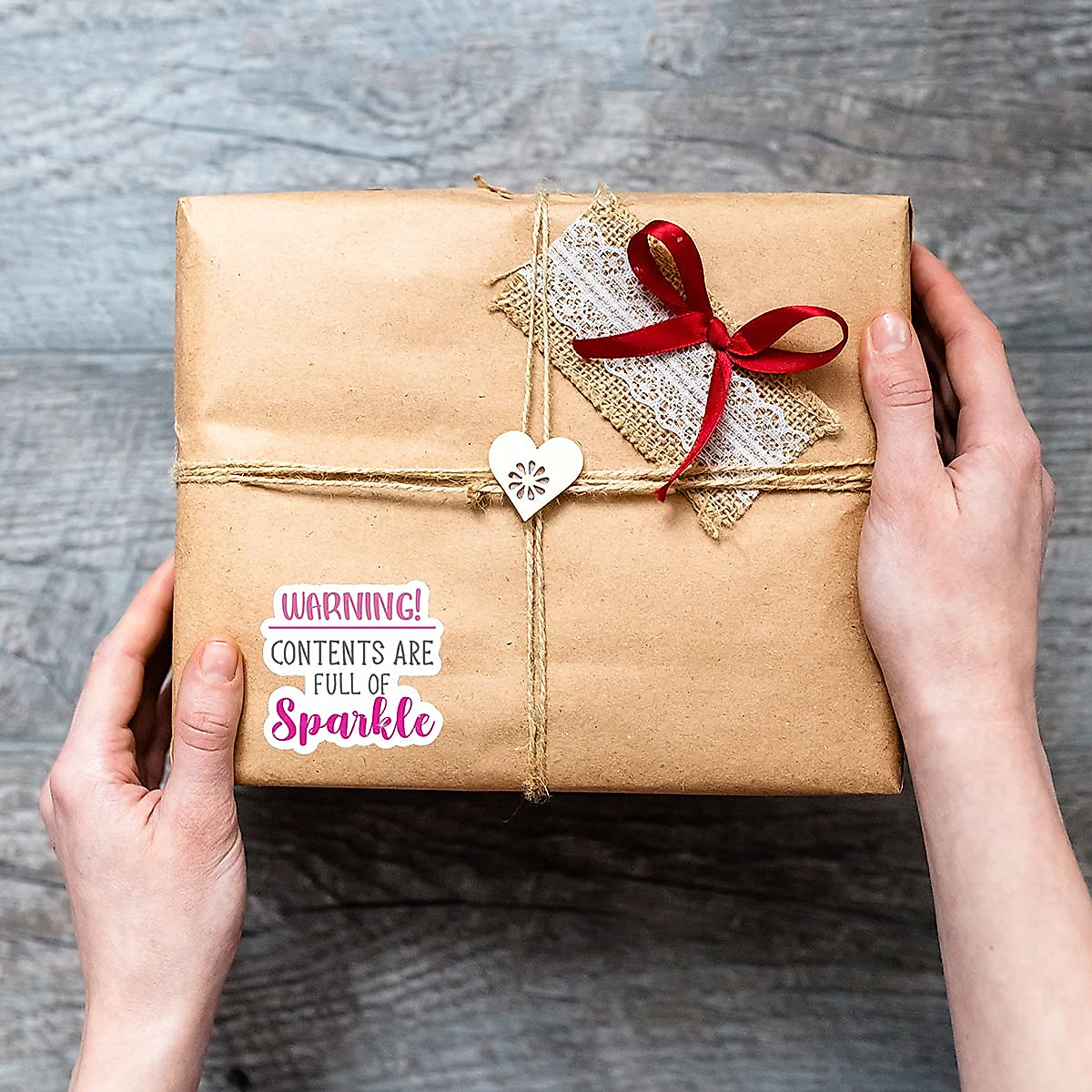 Littlefa Sparkle Stickers, 500 PCS - Warning, Happy Mail, Small Business, Packaging for Online Stores, Boutiques, Crafts