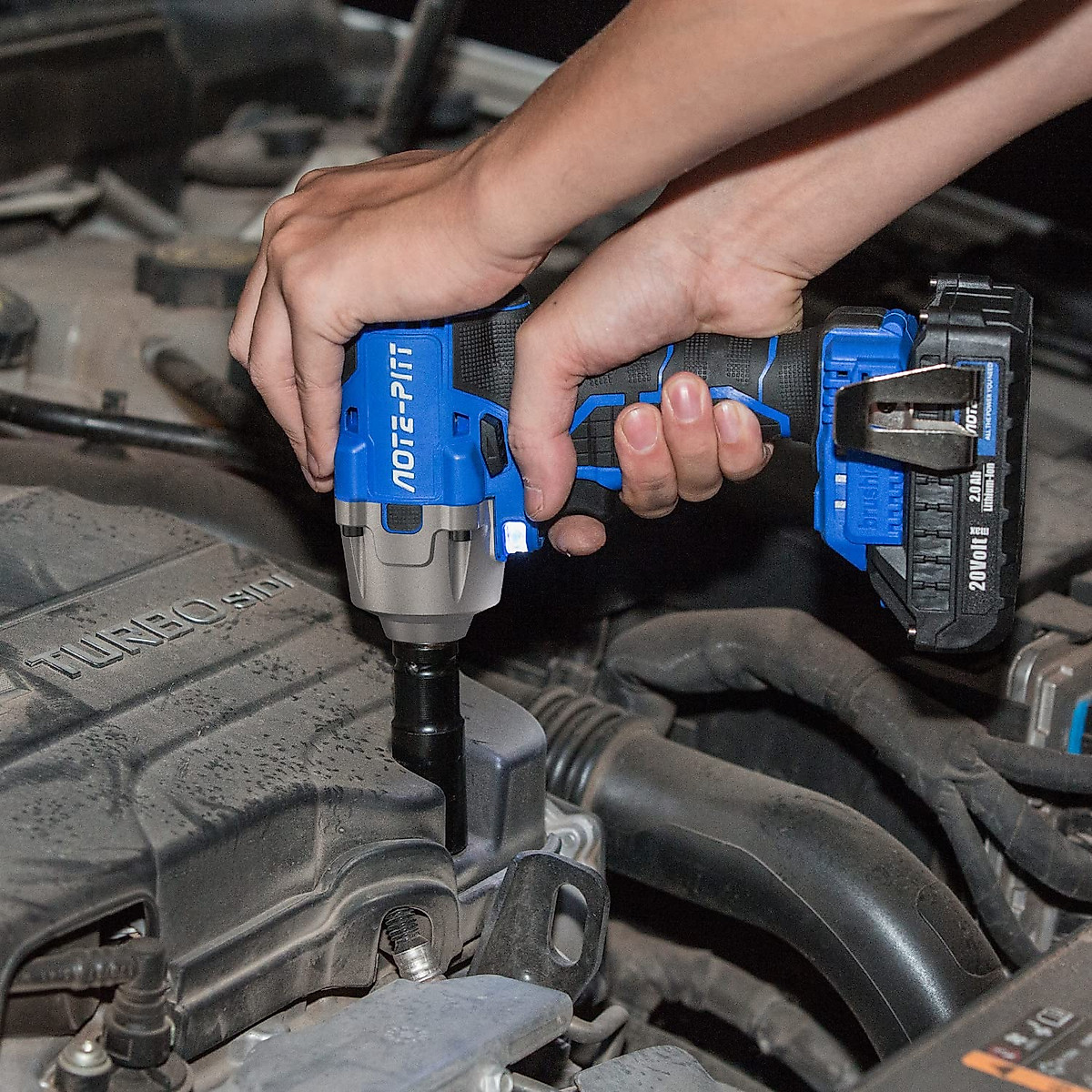 20V 370 Ft-lbs Brushless 1/2 Inch Impact Wrench Kit with 6 Sockets, 2Ah Battery, Charger, Bag