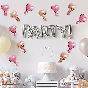 100 Pcs 5in Heart Shaped Balloons Pink Rose Gold Foil Mylar Balloons Foil Balloon Decoration for Women Girls Valentine's Day Birthday Wedding Proposal Bridal Bachelorette Party Decor