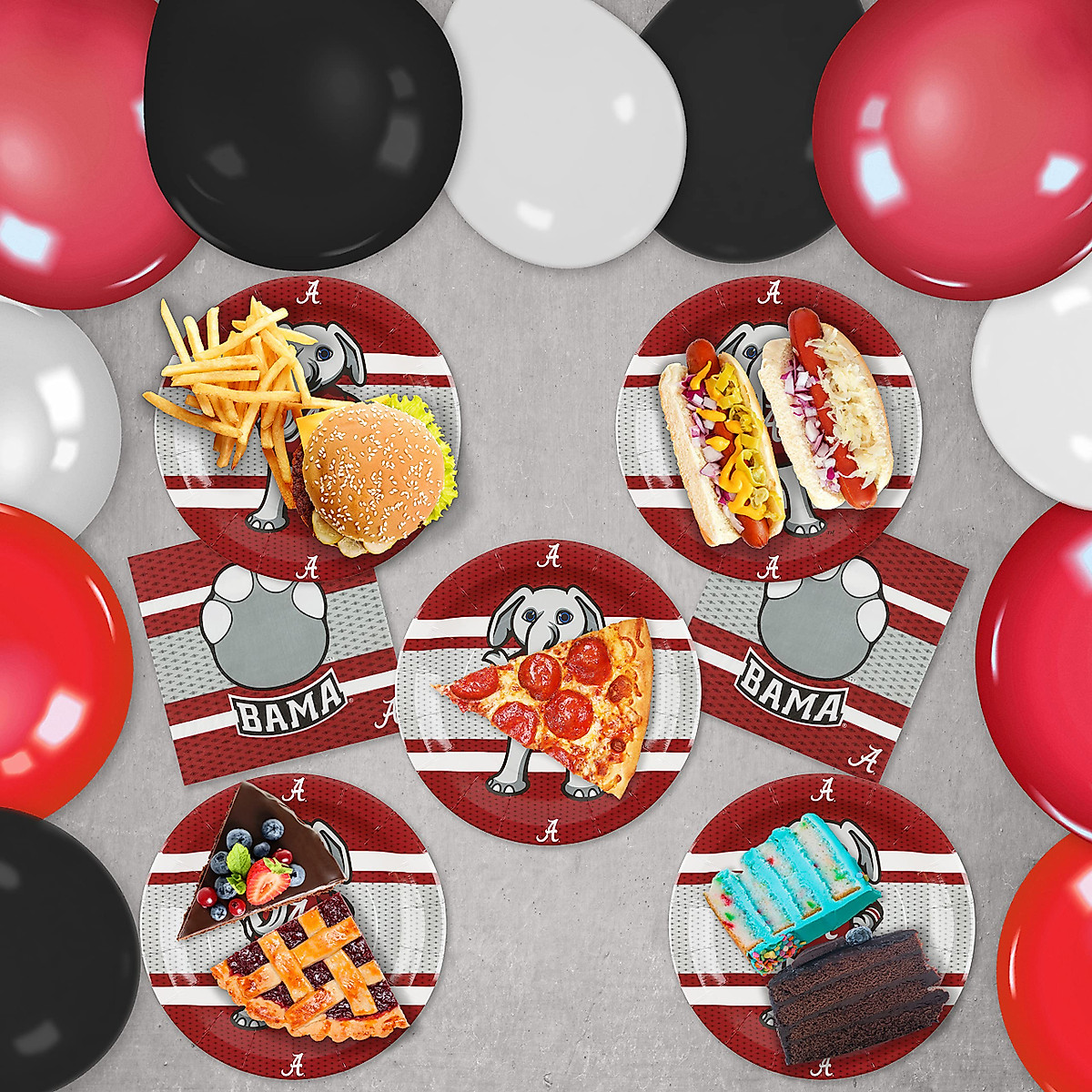 Havercamp University of Alabama Party for 24. Includes 24 Lg. Plates & 32 Luncheon Napkins. Party with Big Al! For Graduation, Tailgate, Birthday, or any Roll Tide Event