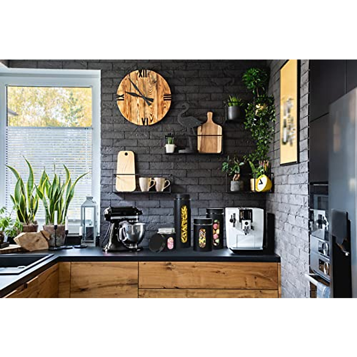 Quality Modern Black Stainless Steel Canister Set for Kitchen Counter with Glass Window & Airtight Lid - Food Storage Containers with Lids Airtight - Pantry Storage and Organization Set