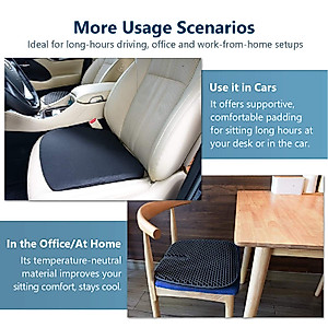 Gel Seat Cushion, Double Thick Enhanced Honeycomb Design Cushion with Non-Slip Breathable Cover for Pressure Relief & Tailbone Pain, fits Computer, Office, Car & Wheelchair Chair (18 x 17 x 1.3 in)