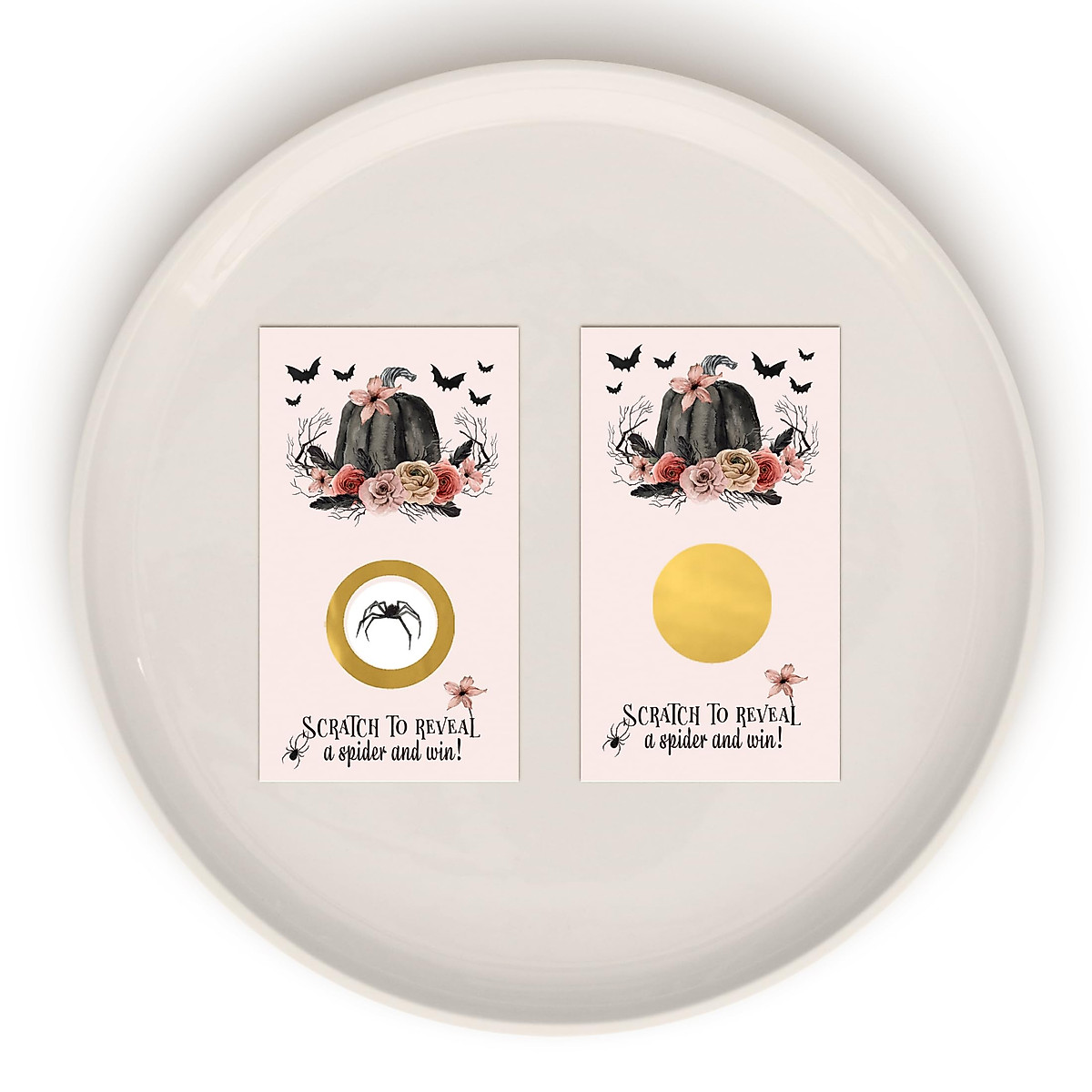 Gothic Pumpkin Scratch Off Cards (30 Pack) Halloween Bridal Shower Games, Spooky Wedding Favors Little Boo Baby Shower Scratch Off Game Favors Pink and Black Raffle Prize Drawings