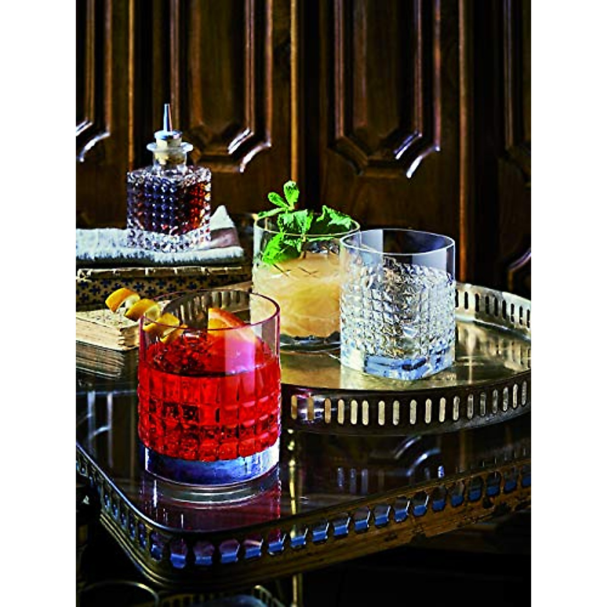 Luigi Bormioli 12346/02 Mixology 12.75 oz Textures DOF Double Old Fashioned Glasses (Set of 4), Clear